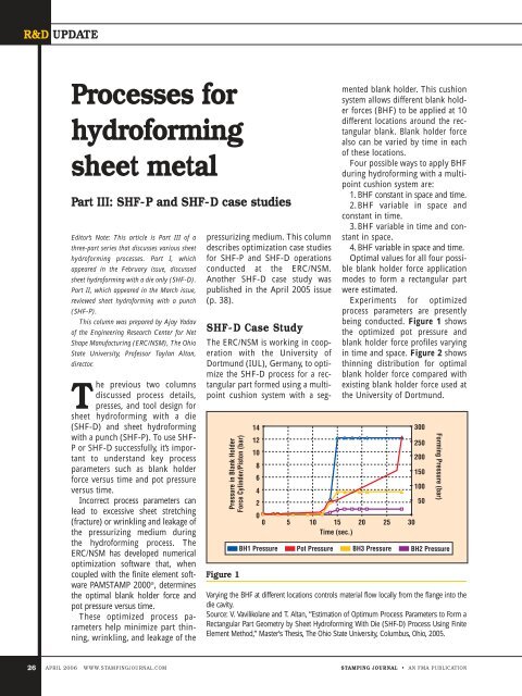 Processes for hydroforming sheet metal - Net Shape Manufacturing ...