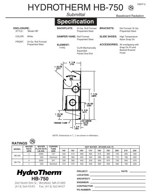 HYDROTHERM HB-750 - Agencespl.com