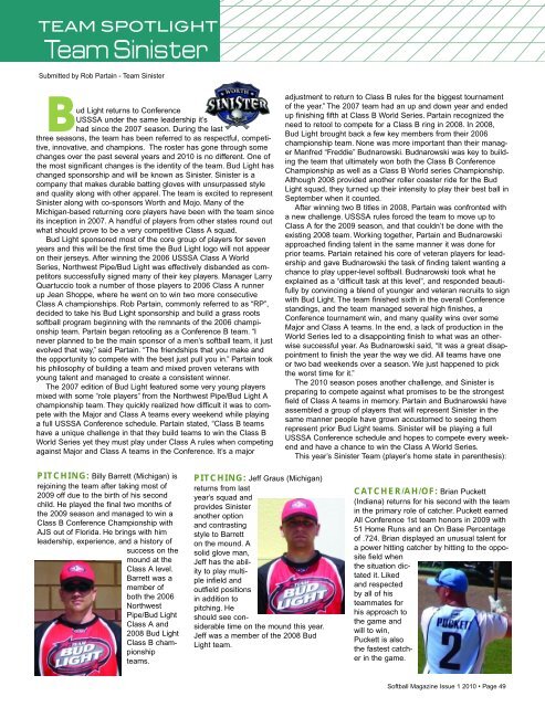 Team Sinister - Softball Magazine