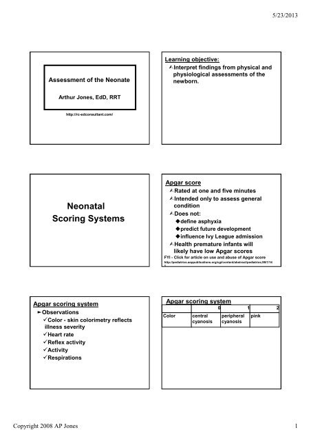 Neonatal Scoring Systems