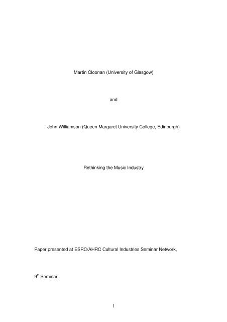 Martin Cloonan (University of Glasgow) - Synapse Music