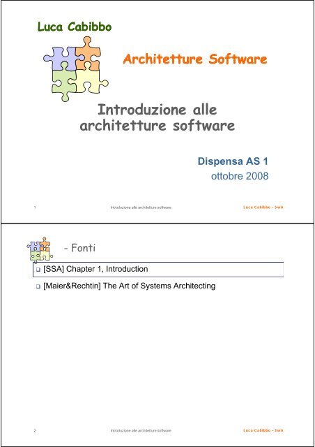 Introduzione alle architetture software - Luca Cabibbo