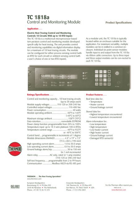 TC 1818a - Thermon Manufacturing Company