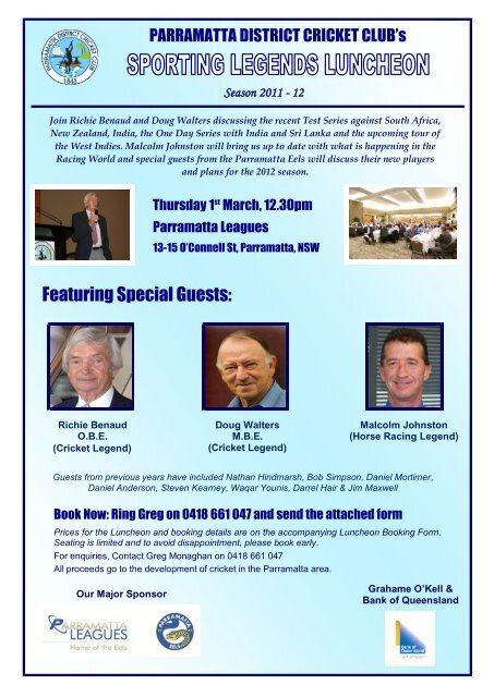 Featuring Special Guests: - Parramatta Leagues Club