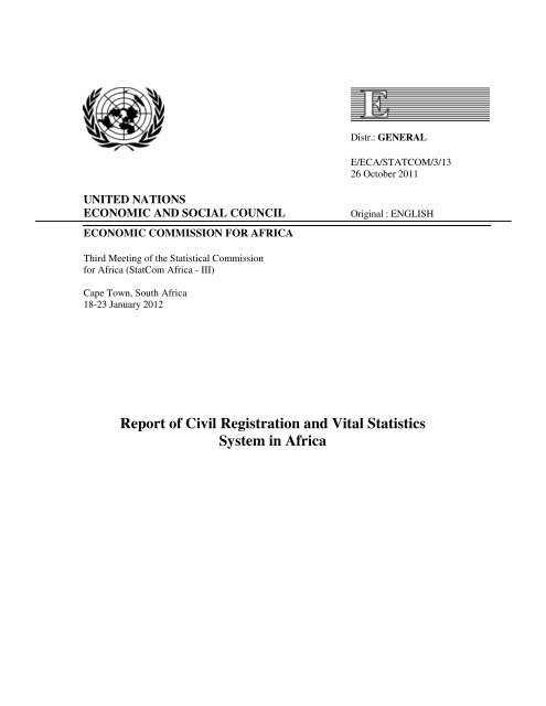 Report of Civil Registration and Vital Statistics System in Africa