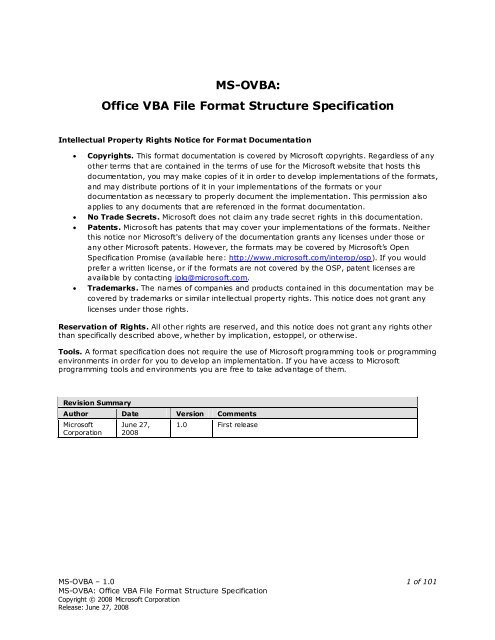 MS-OVBA Office VBA File Format Structure Specification (June 27 ...