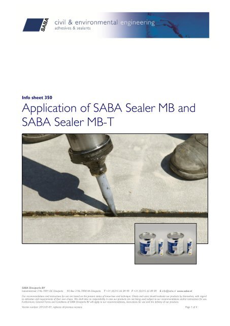 Applying SABA Sealer MB, Sealer MBT and Sealer Field
