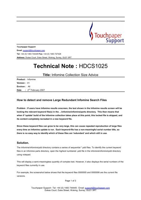 Technical Note : HDCS1025 - Community