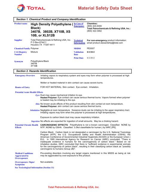 High Density Polyethylene (Black) - Total Refining & Chemicals