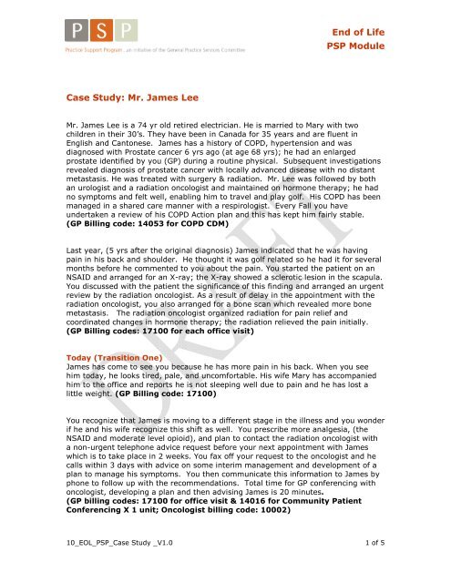End of Life PSP Module Case Study: Mr. James Lee - GPSC