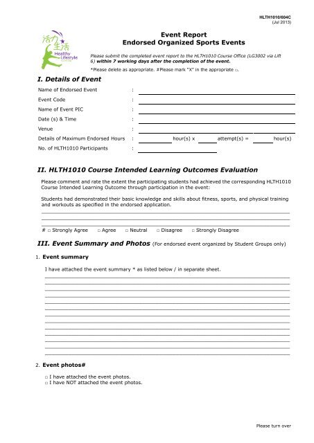 Event Report - Organized Sports Events - Student Affairs Office