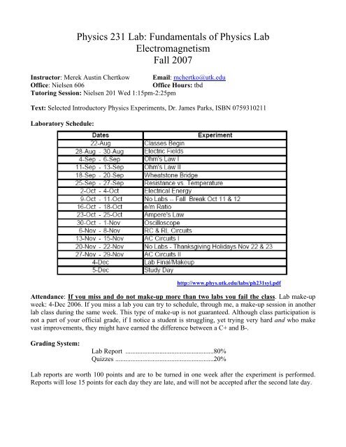 Physics 231 Lab: Fundamentals of Physics Lab Electromagnetism ...
