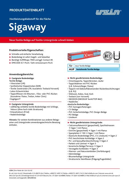Produktdatenblatt Sigaway - UZIN