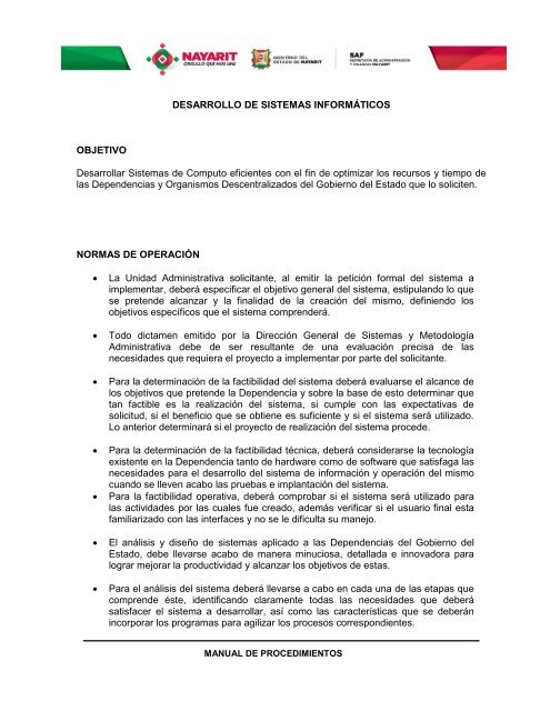 DESARROLLO DE SISTEMAS INFORMÃ TICOS OBJETIVO ...