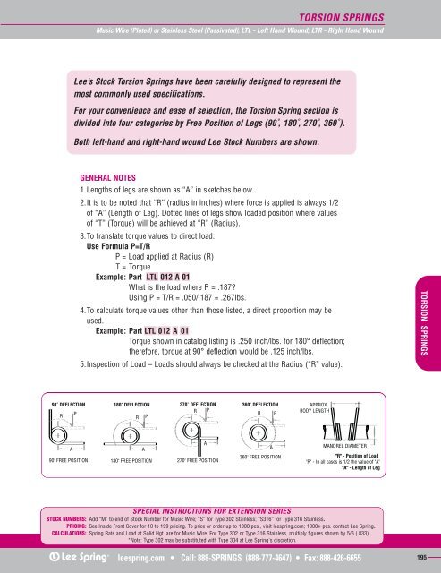 TORSION SPRINGS - Lee Spring
