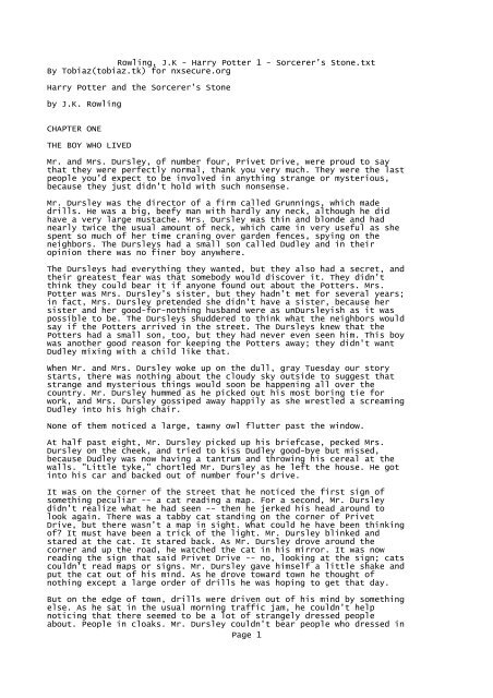 Rowling, J.K - Harry Potter 1 - Sorcerer's Stone.txt - Notepad