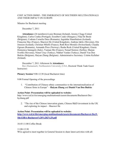 Minutes of MC Meeting