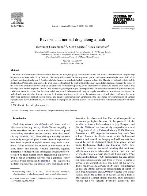 Reverse and normal drag along a fault