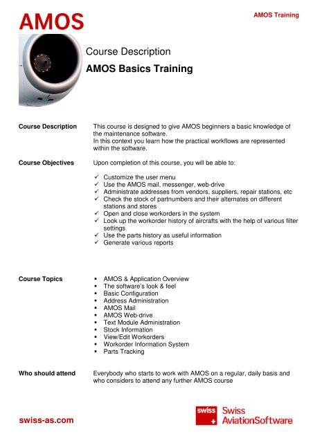 Course Description AMOS Basics Training