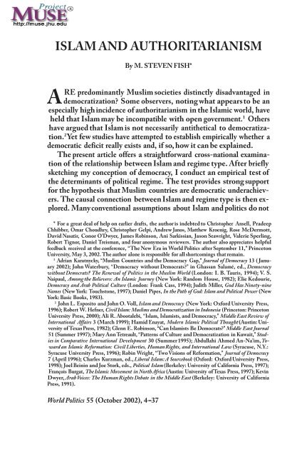 Fish - Islam and Authoritarianism