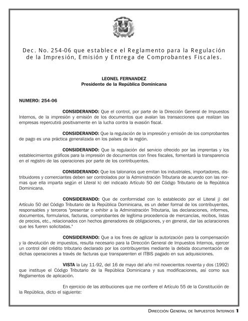 254-06 - Direccion General de Impuestos Internos 254-06 - Direccion General de Impuestos Internos