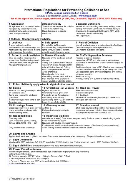 Colregs on 2 pages with flowchart - Skysail Home Page