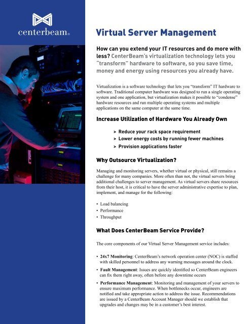 Virtual Server Management Brochure - CenterBeam