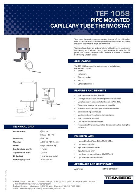 Datasheet - Tranberg