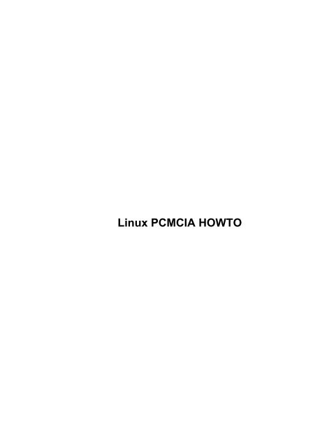 Linux Pcmcia Howto The Linux Documentation Project