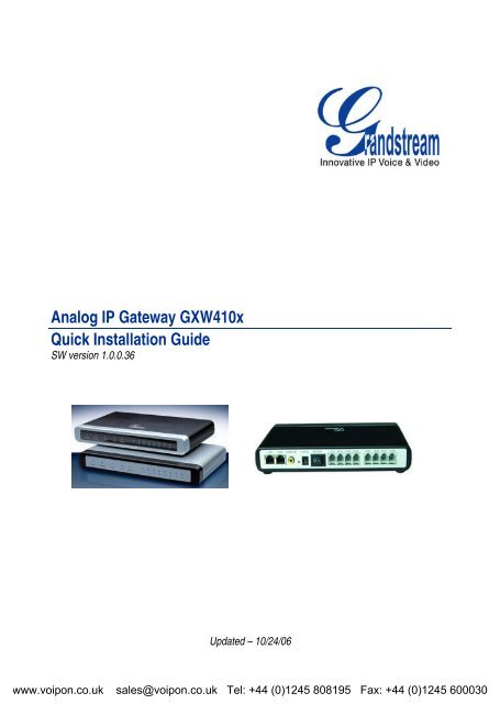 Grandstream GXW410 Install Guide (PDF) - VoIPon Solutions