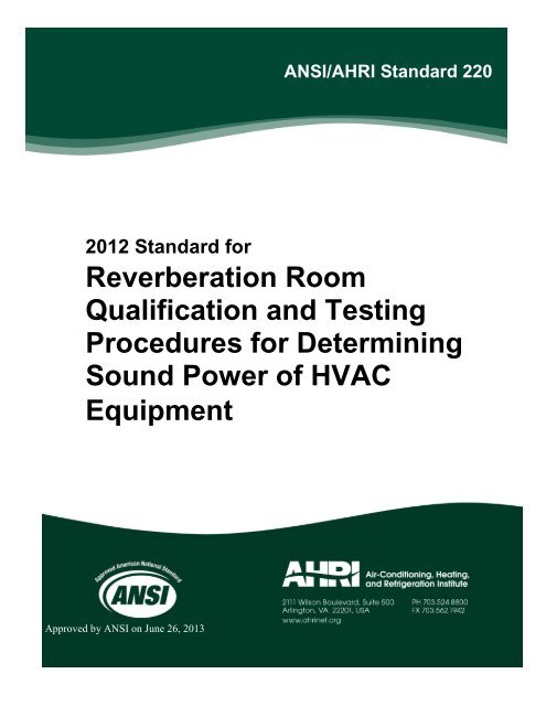 ANSI/AHRI Standard 220-2012