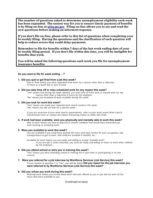 The number of questions asked to determine unemployment ...