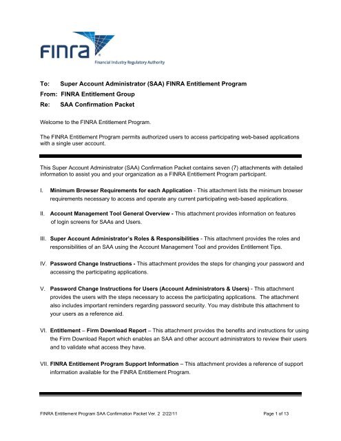 SAA Confirmation Packet - finra