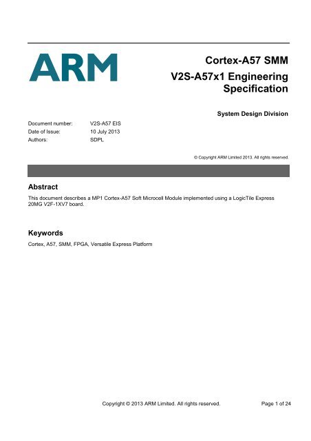 Cortex-A57 SMM Engineering Specification - ARM