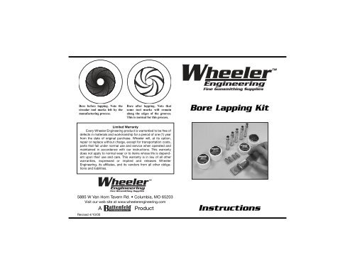 Wheeler Engineering Bore Lapping Kit Instructions - Battenfeld ...
