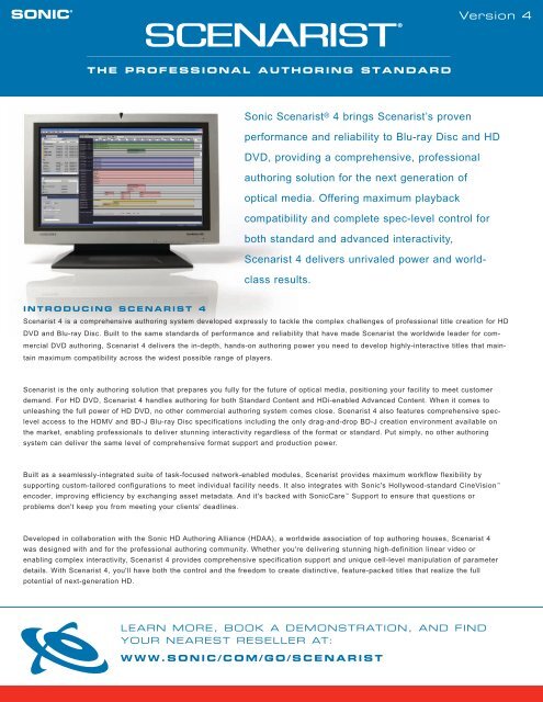 Sonic Scenarist Brochure