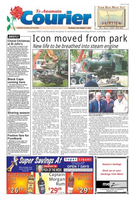 Te Awamutu Courier - December 9th, 2004 - Te Awamutu Online