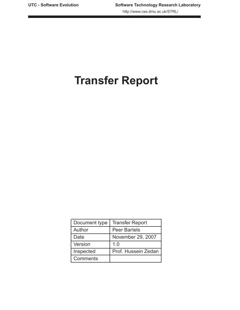Transfer Report - De Montfort University