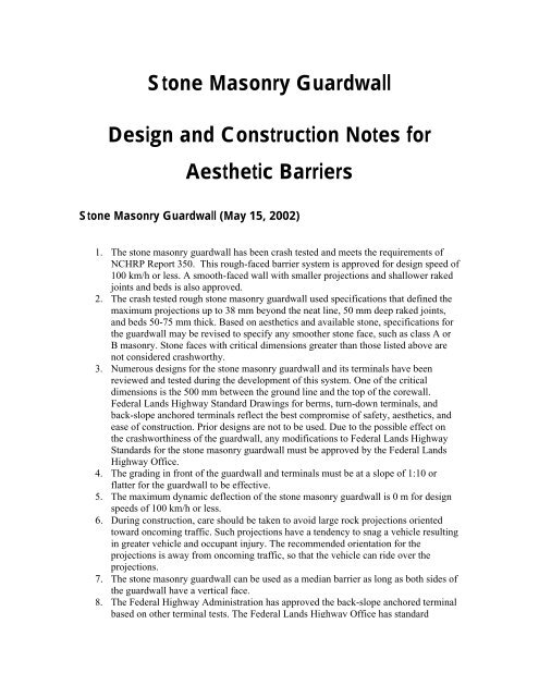 Stone Masonry Guardwall Design and Construction Notes for ...
