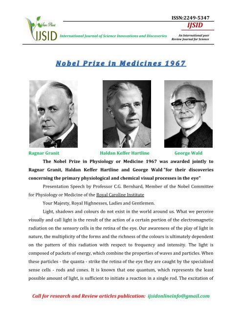 The Nobel Prize in Physiology or Medicine 1967 ... - Ijsidonline.info