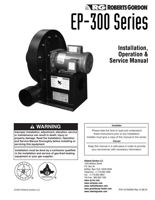 EP-300 Series Installation, Operation and Service Manual