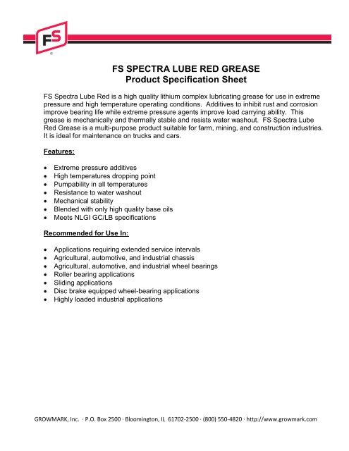 FS Spectra Lube Red Grease Spec Sheet.pdf - GoFurtherWithFS