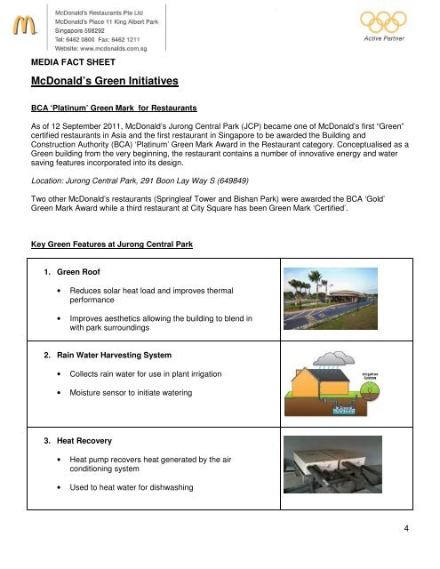McDonald's Green Initiatives - Building & Construction Authority