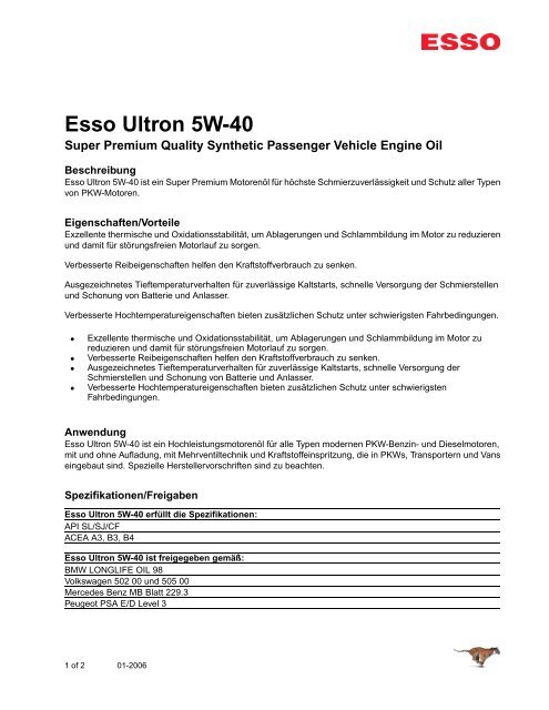 Esso Ultron 5W-40 - Technomag AG