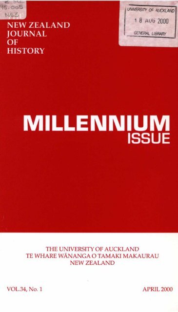 MILLENNIUM ISSUE - New Zealand Journal of History - The ...