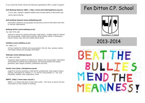 Anti-bullying Pamphlet for Parents ( Updated Feb 2014)