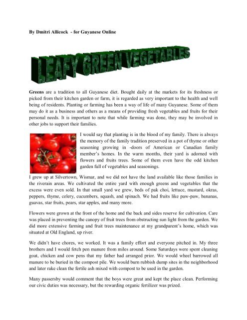 Guyana Green Vegetables