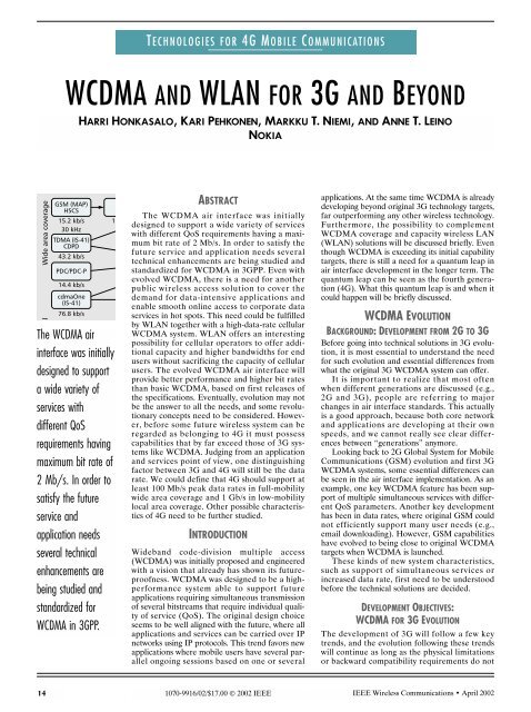 WCDMA and WLAN for 3G and beyond
