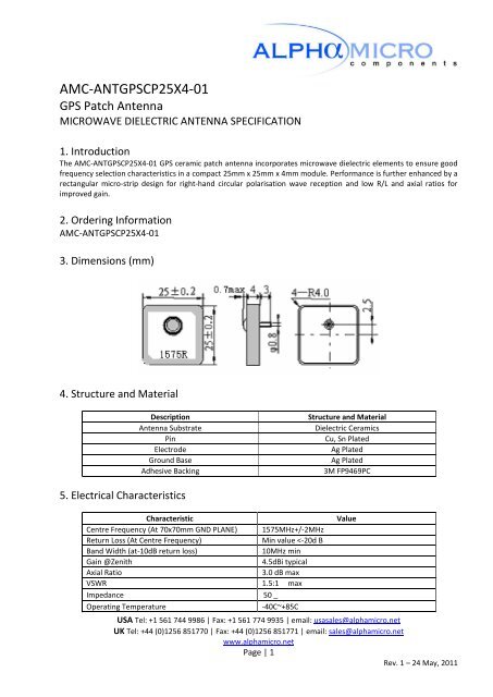 AMC-ANTGPSCP25X4-01 - Alpha Micro Components