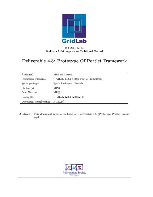 Prototype of protlet framework - GridLab